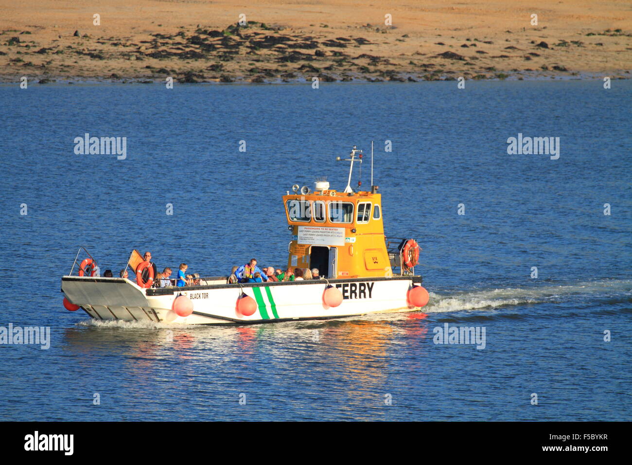 Rock ferry at low tide in autumn at the Camel Estuary on route to/from ...