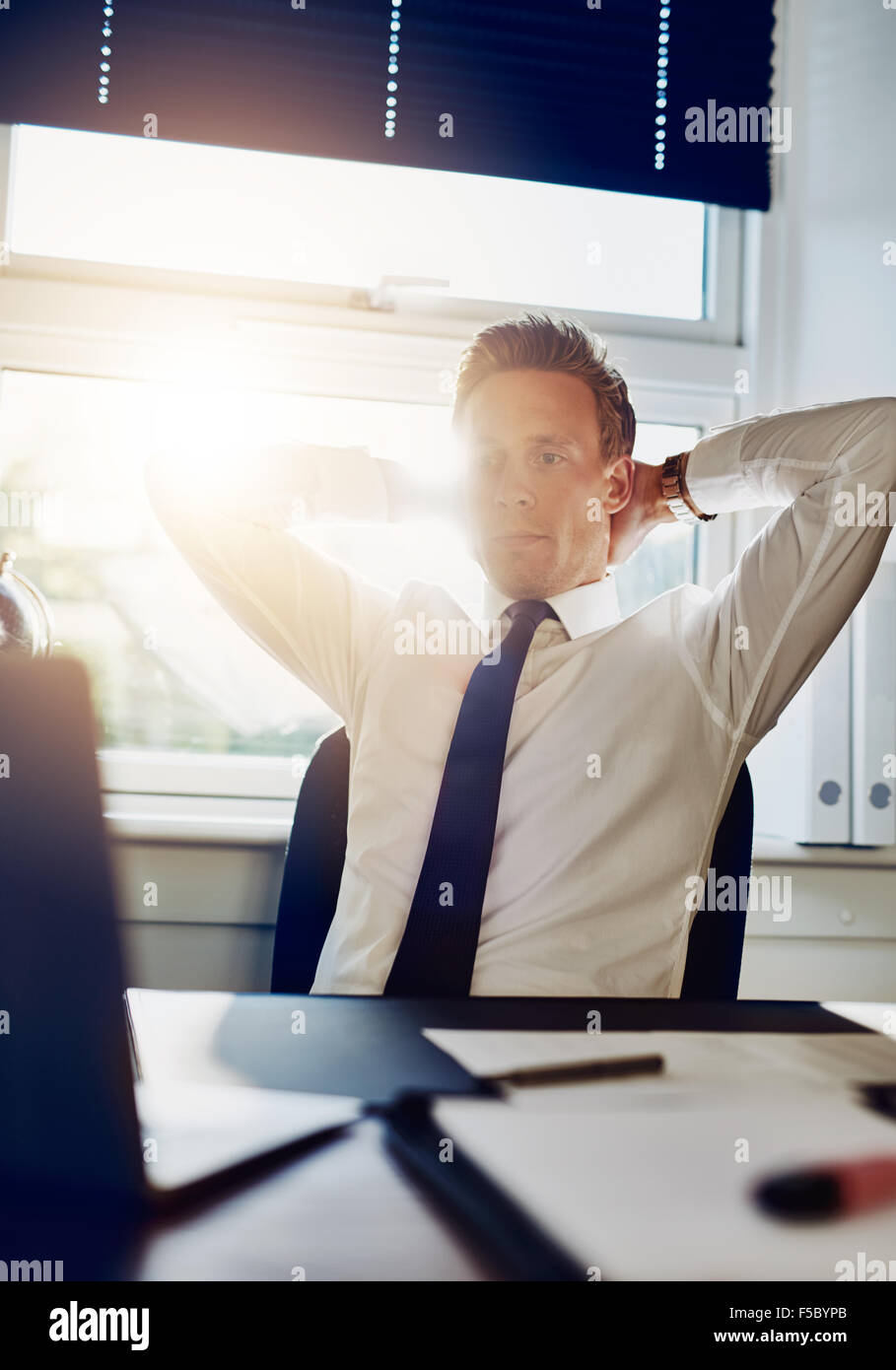 Business man behind screen hi-res stock photography and images - Alamy
