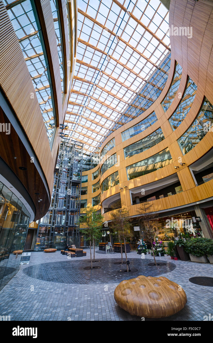 looking up at a modern building courtyard, The Atrium, Victoria ...