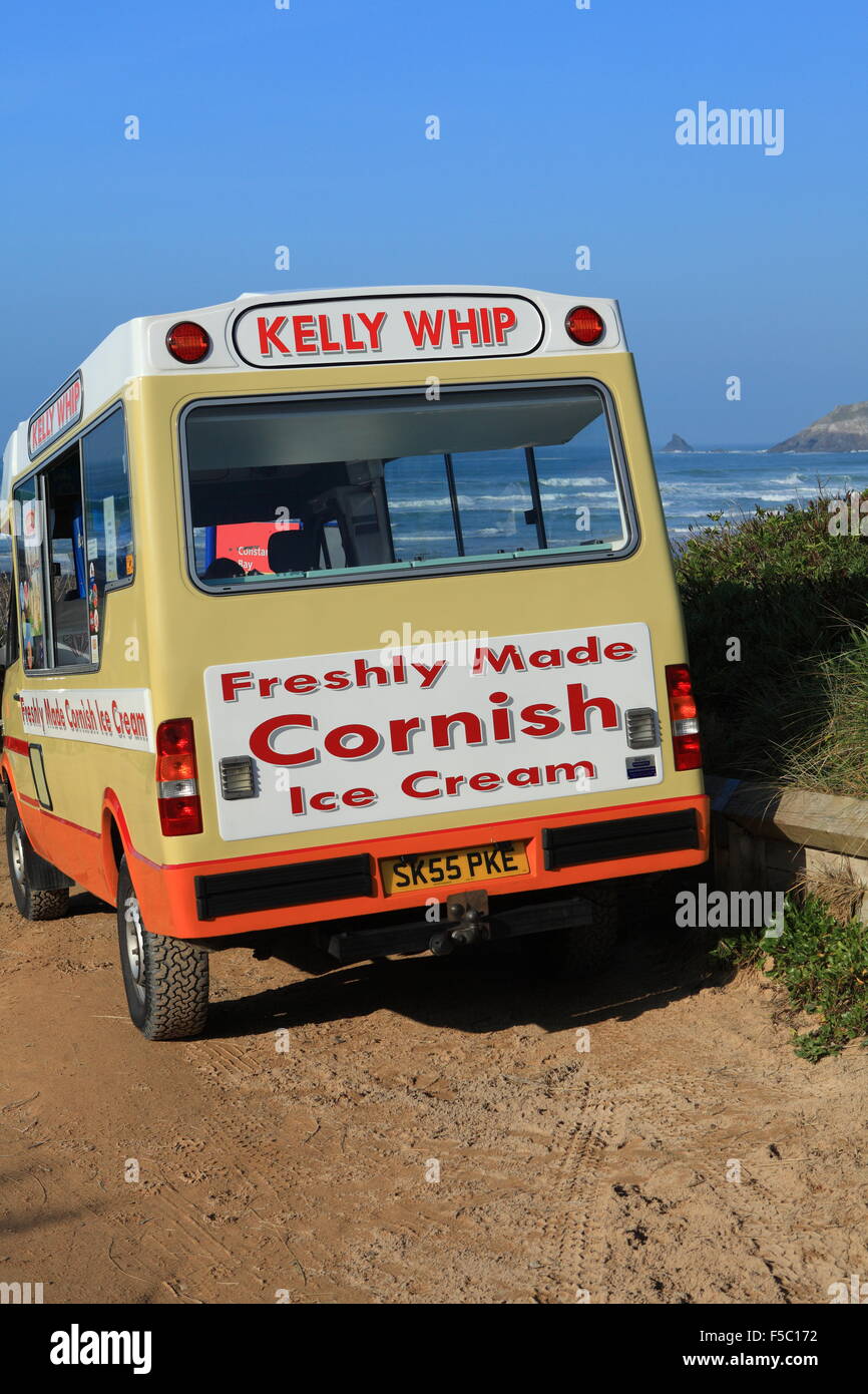 Kelly's Ice cream van located at Constantine bay, North Cornwall ...