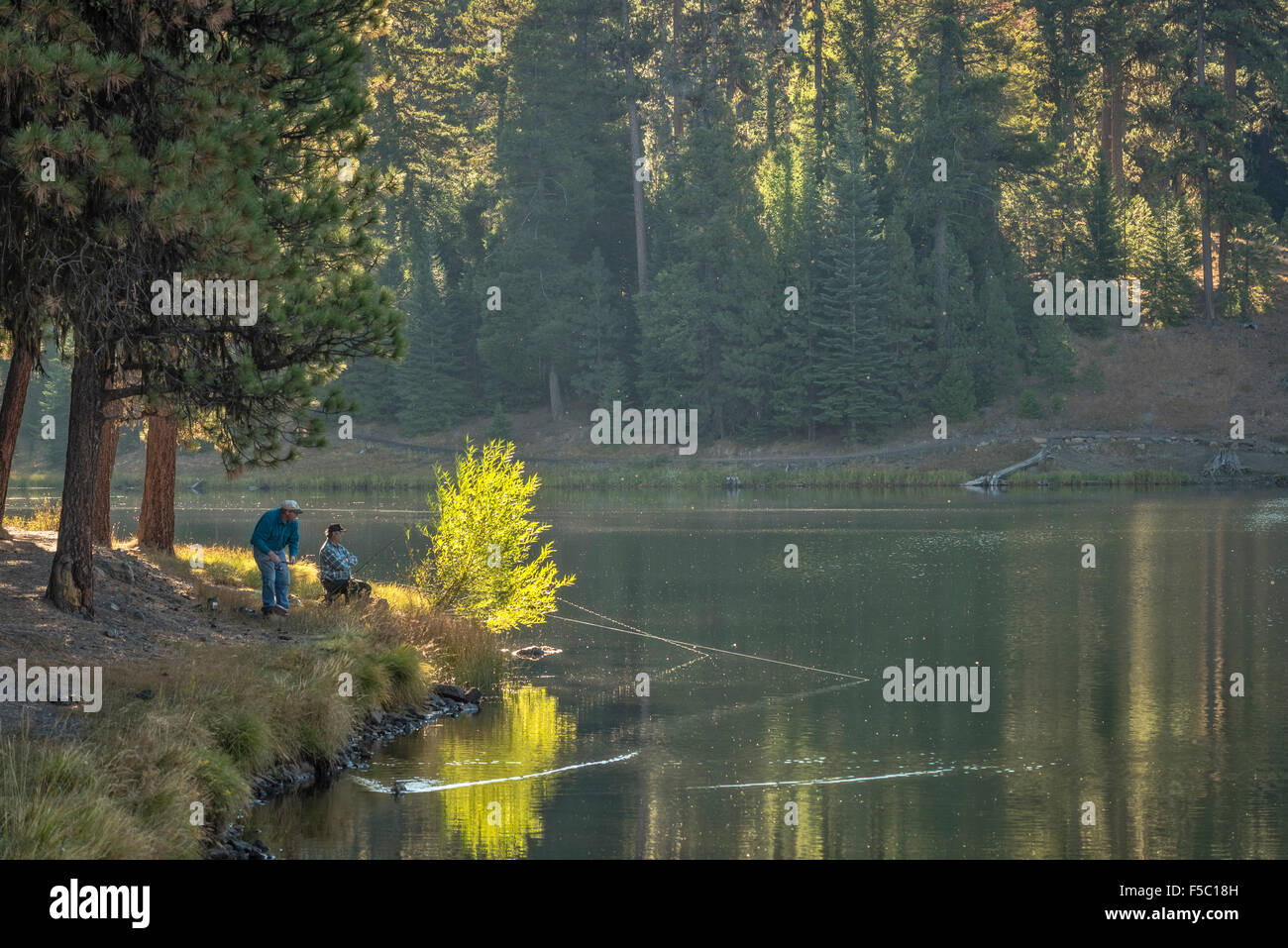 Fishing at Walton Lake, Ochoco National Forest, eastern Oregon Stock ...