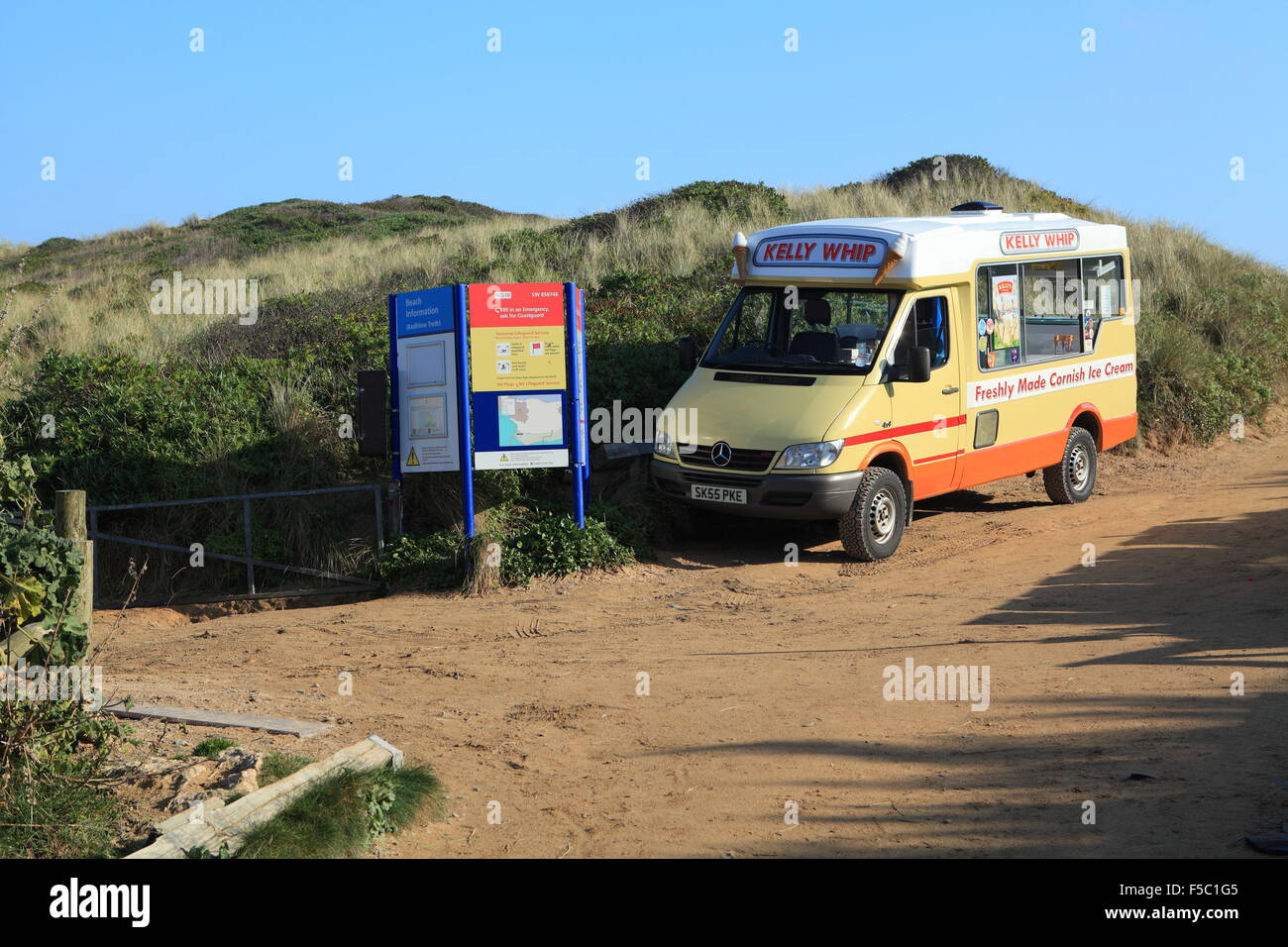 Kelly's Ice cream van located at Constantine bay, North Cornwall ...