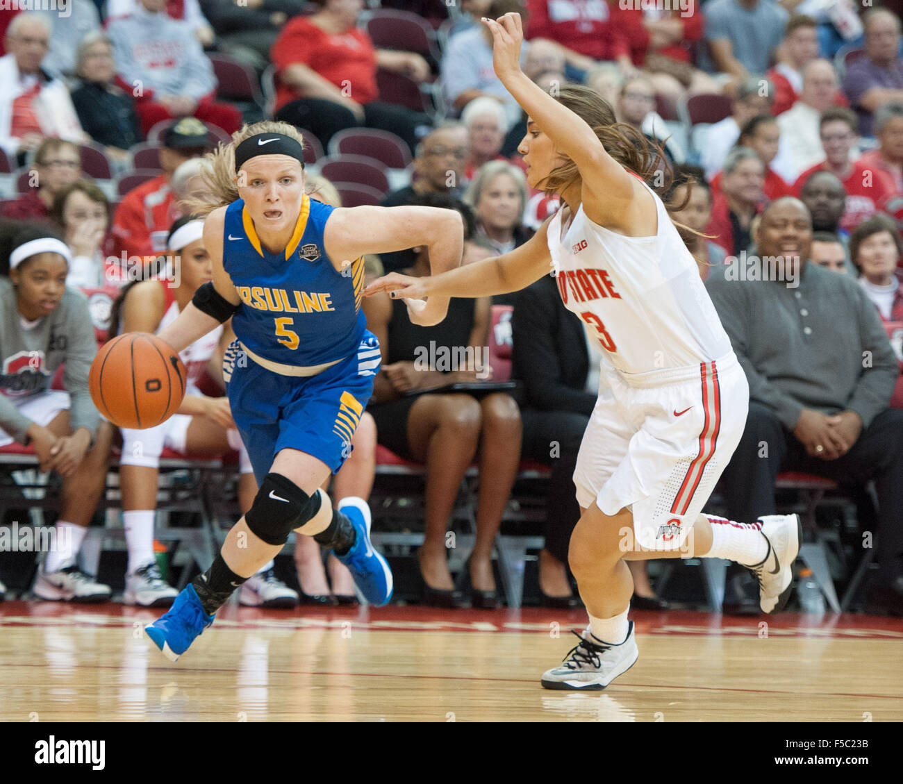 Columbus, Ohio, USA. 1st Nov, 2015. Ursuline Arrows guard Erica Huber ...