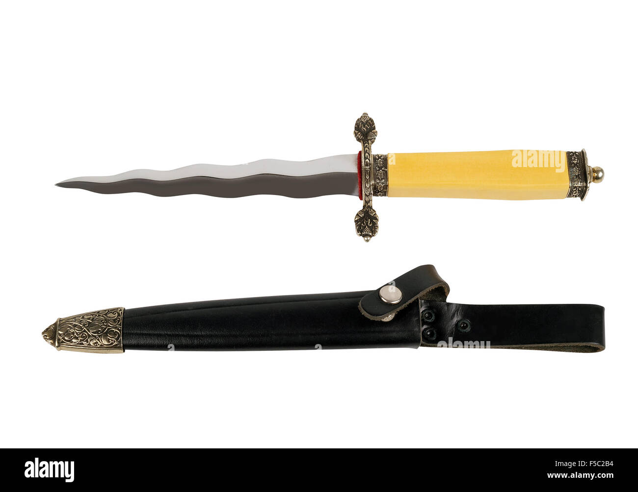 kris dagger and scabbard isolated on white background, studio shot ...
