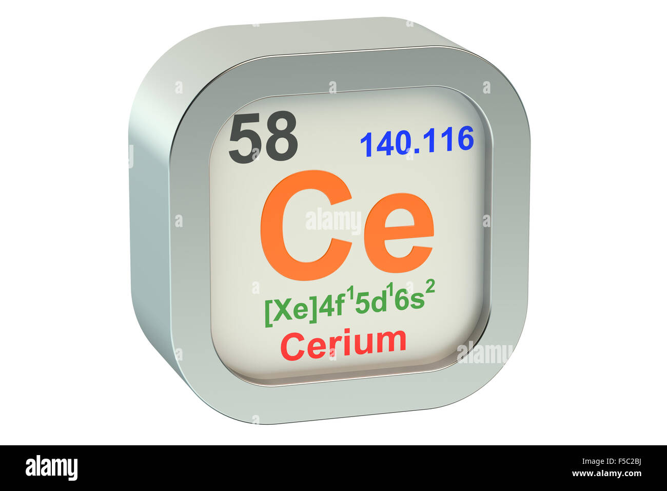 Cerium element symbol isolated on white background Stock Photo - Alamy