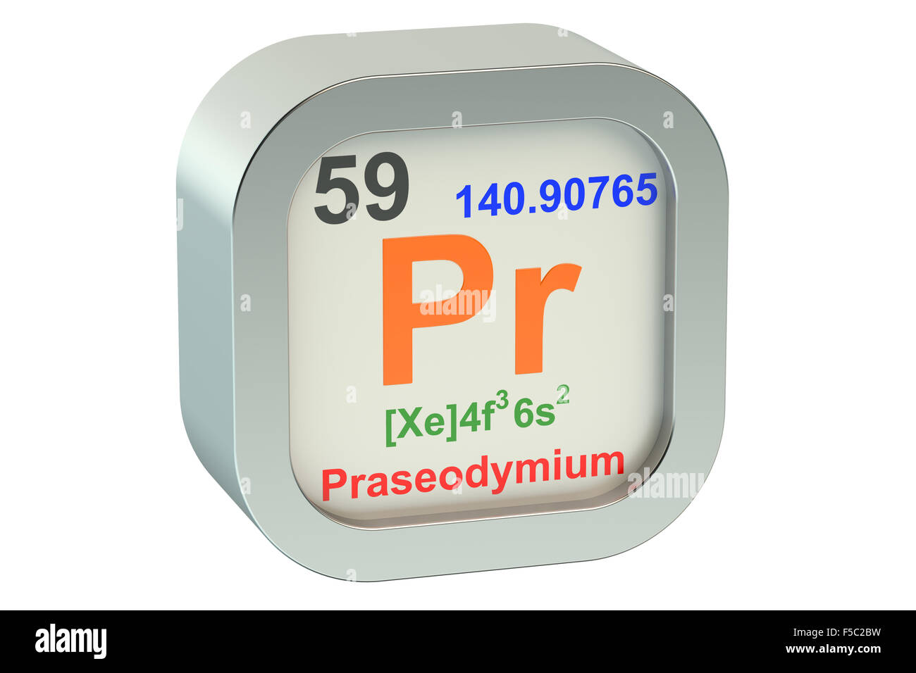 Praseodymium element symbol isolated on white background Stock Photo ...