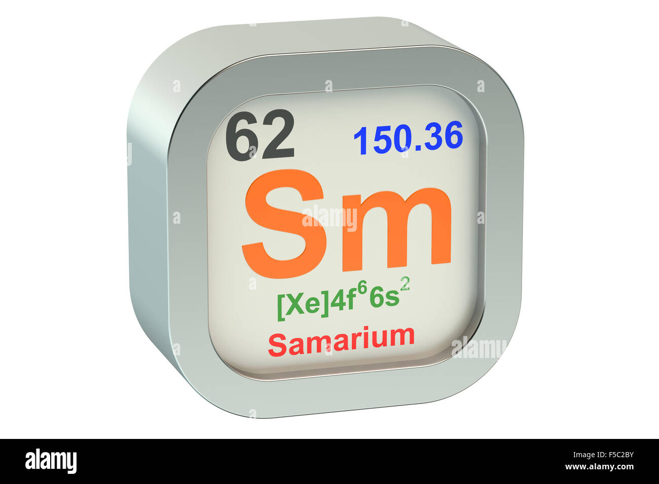 Samarium element symbol isolated on white background Stock Photo - Alamy