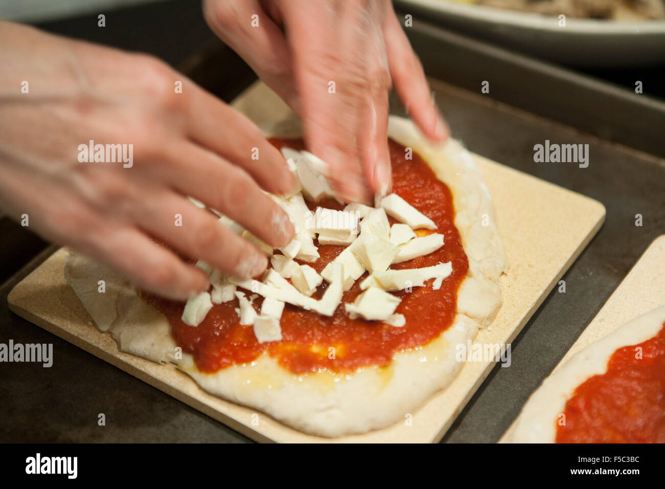 Hands Making Homemade Pizza Stock Photo - Alamy