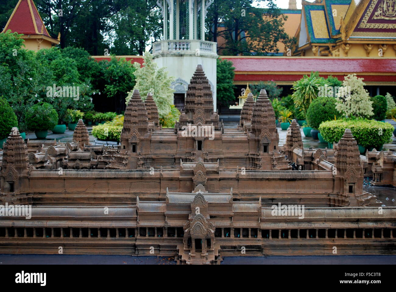 Angkor Wat scale model at the Royal Palace in Phnom Penh Cambodia Stock ...