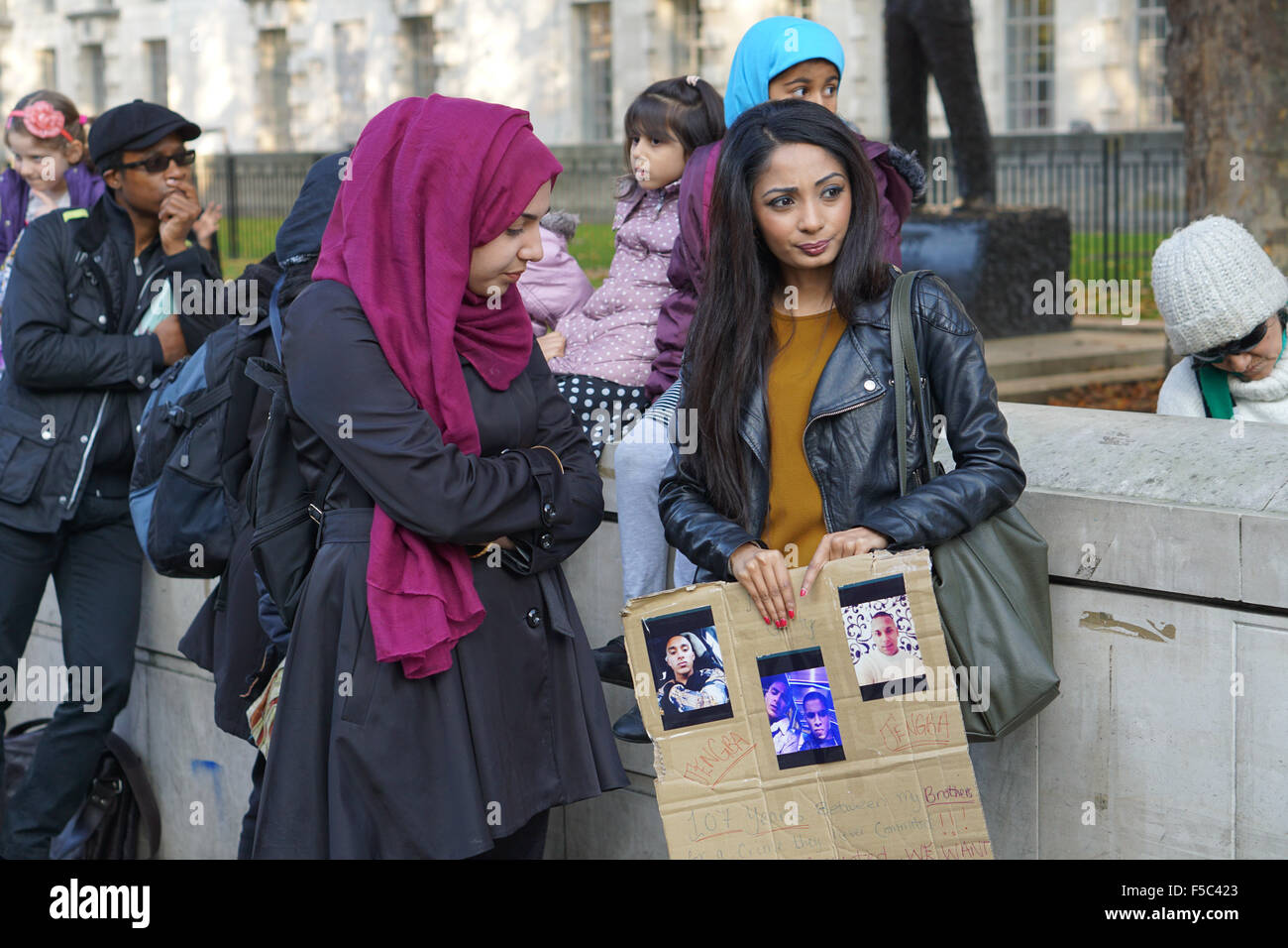 London, UK. 1st Nov, 2015. Nisha Begum sister of Javed, Rubel Miah and ...