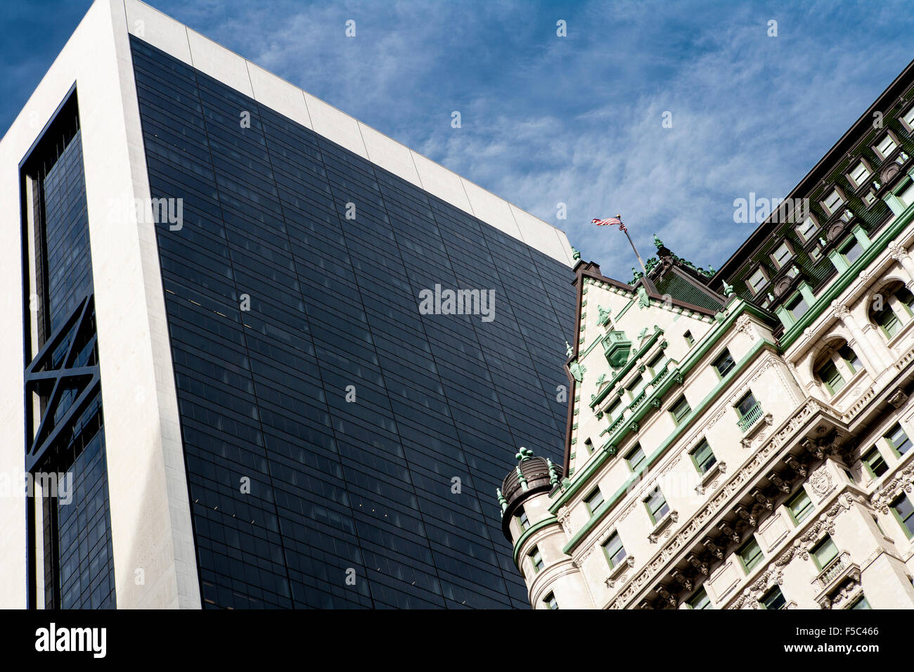 Plaza Hotel and Solow Building, Low Angle View, New York City, USA ...