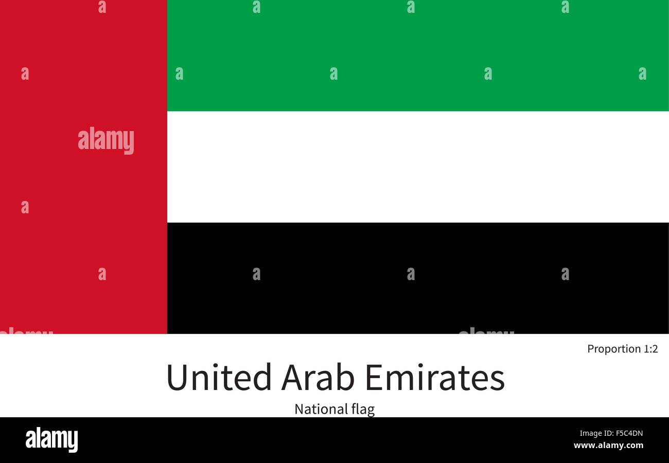 National flag of United Arab Emirates with correct proportions, element ...