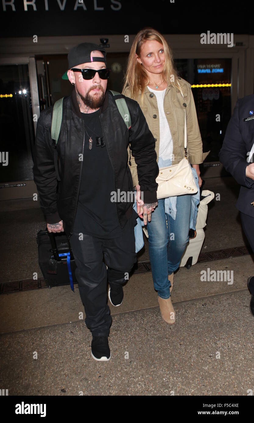 Benji Madden and Cameron Diaz at Los Angeles International Airport (LAX ...