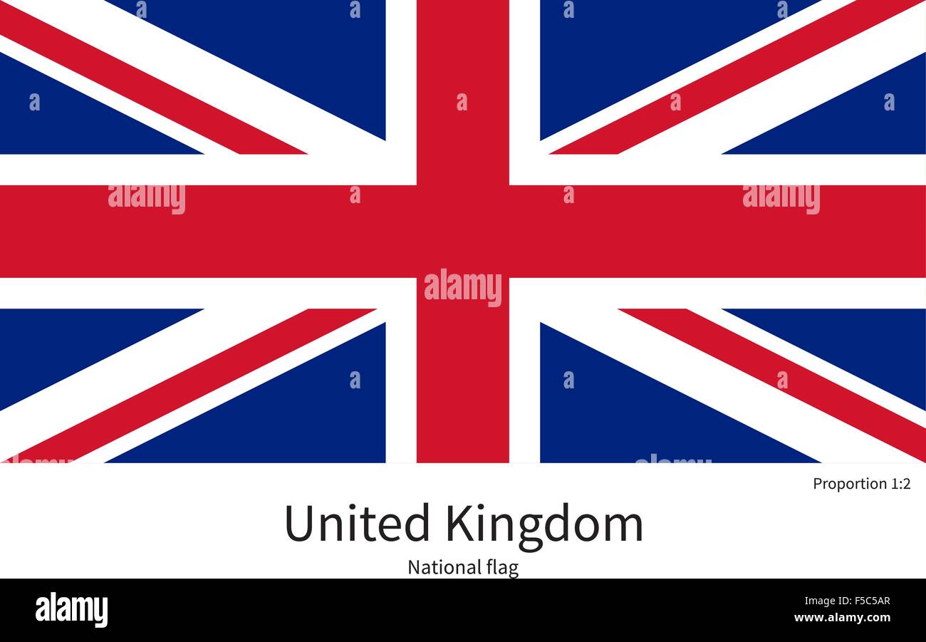 National flag of United Kingdom with correct proportions, element ...