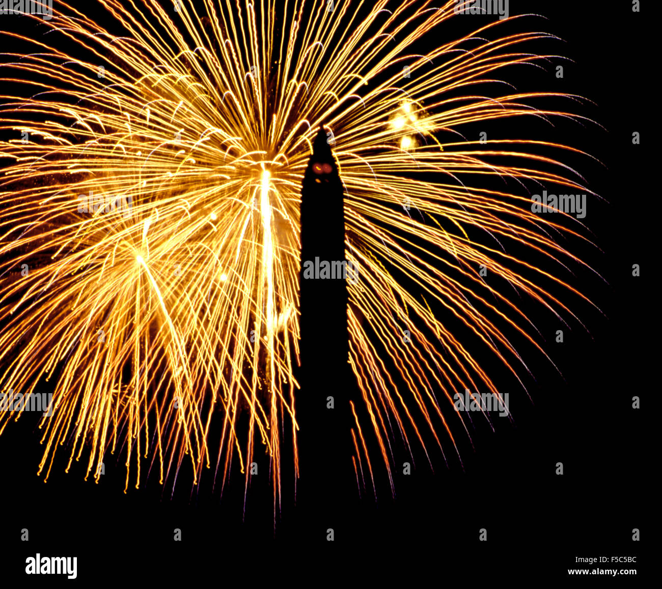 Washington, DC. 7-4-1980 Fireworks display seen from the Lincoln ...