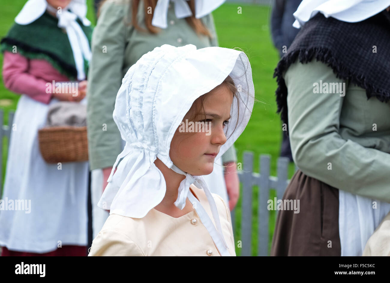 A young cornish girl in a traditional bonnet known as a " gook Stock ...