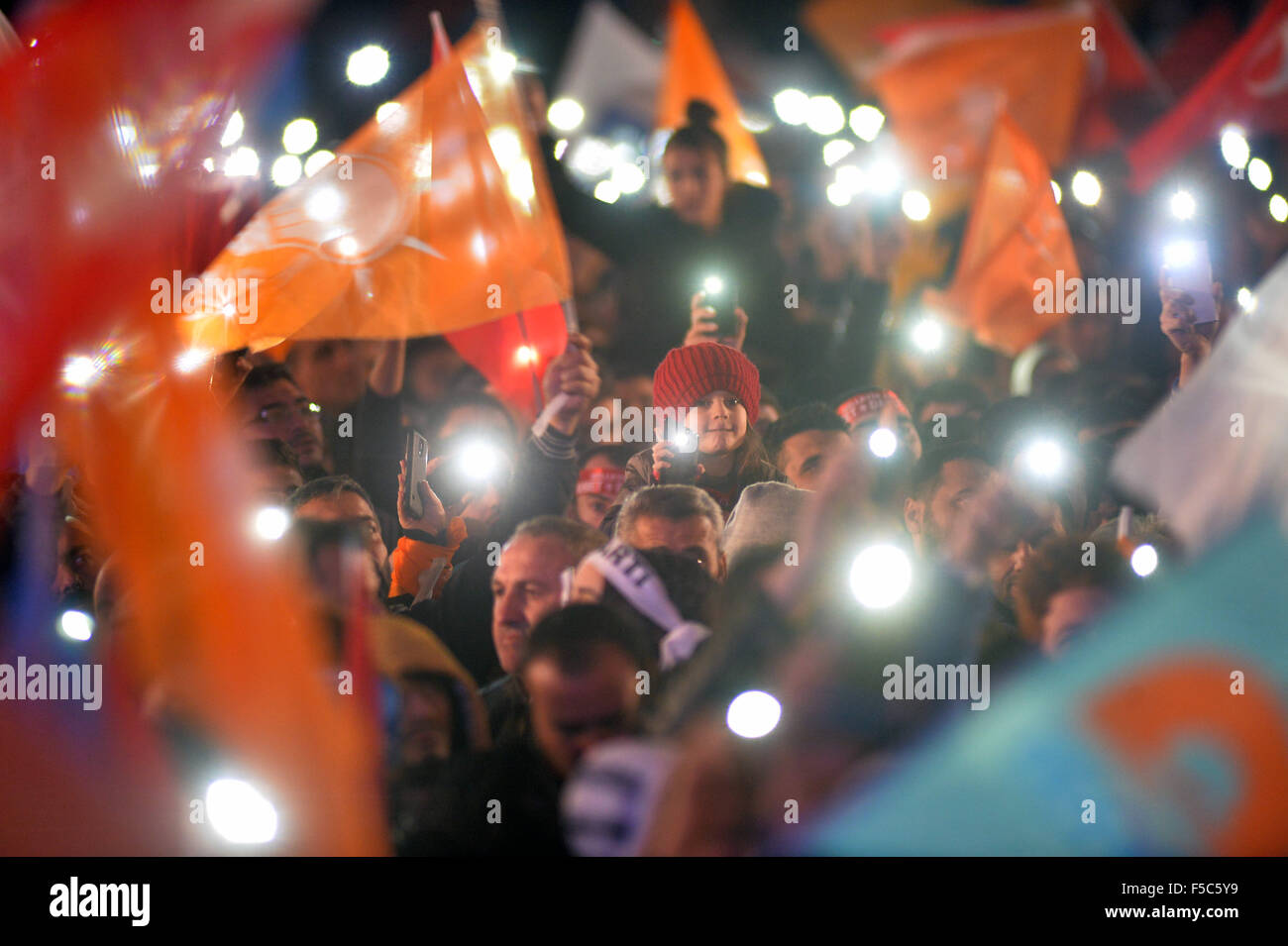 Ankara, Turkey. 1st Nov, 2015. Supporters of Turkey's ruling Justice ...