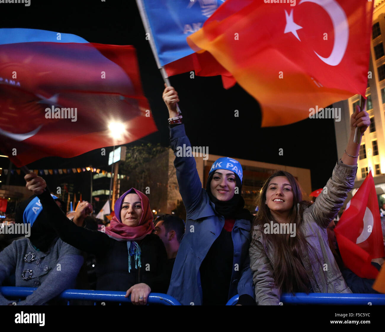 Ankara, Turkey. 1st Nov, 2015. Supporters of Turkey's ruling Justice ...