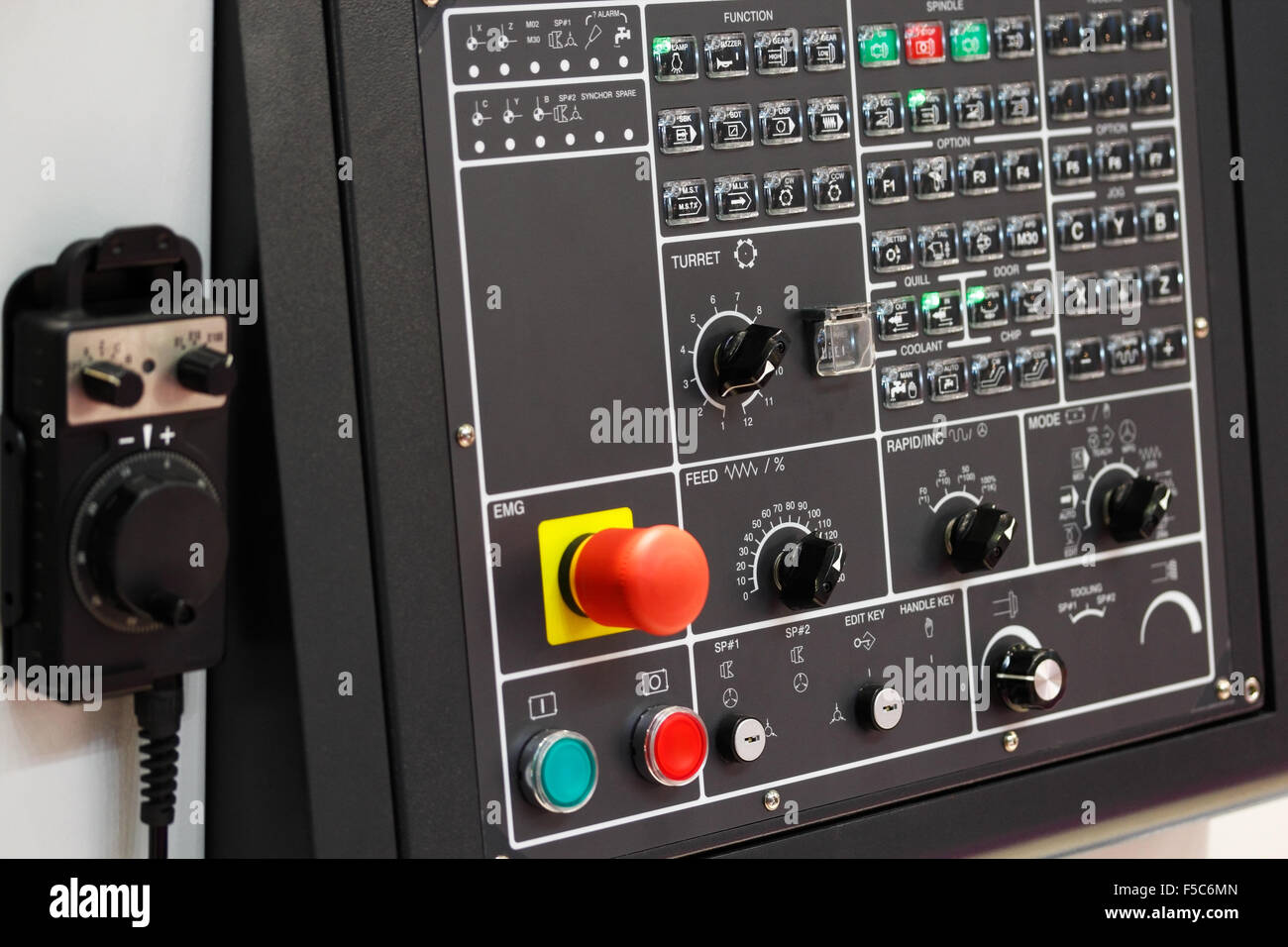 CNC control panel with MPG pendant handwheel controller Stock Photo - Alamy