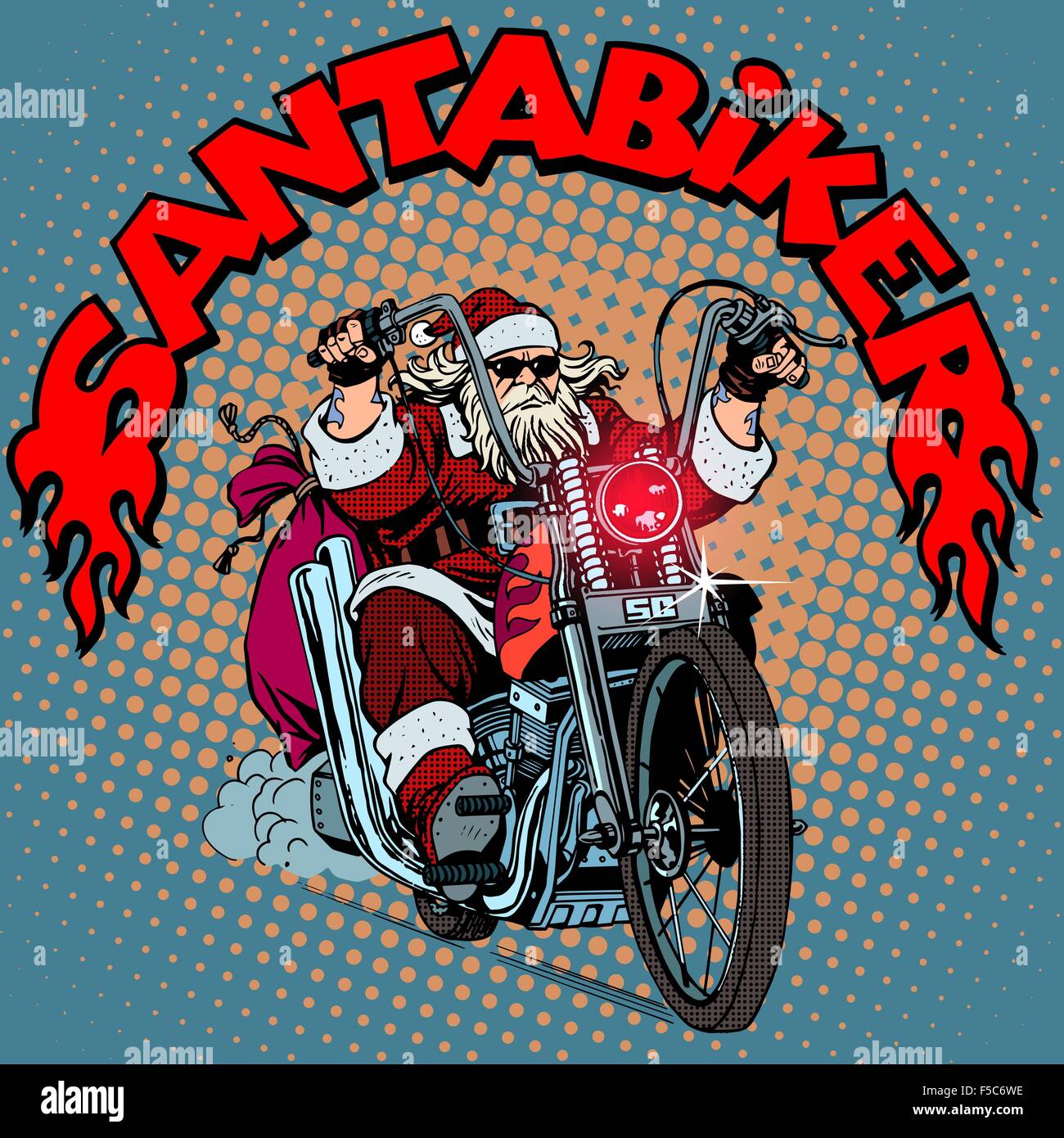 Santa Claus biker motorcycle Christmas gifts Stock Vector Image & Art ...