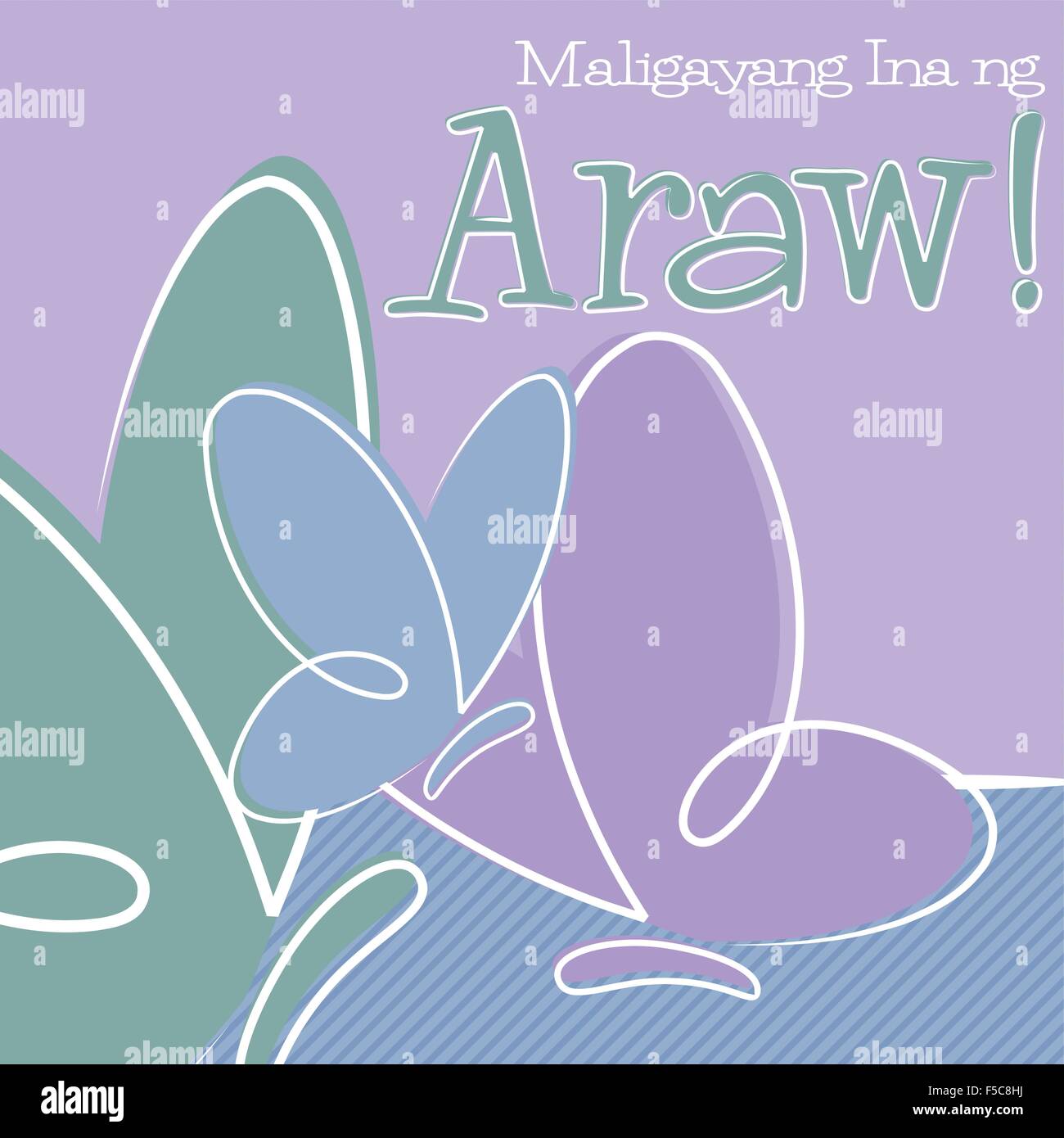 Hand Drawn Tagalog Happy Mother's Day card in vector format Stock ...