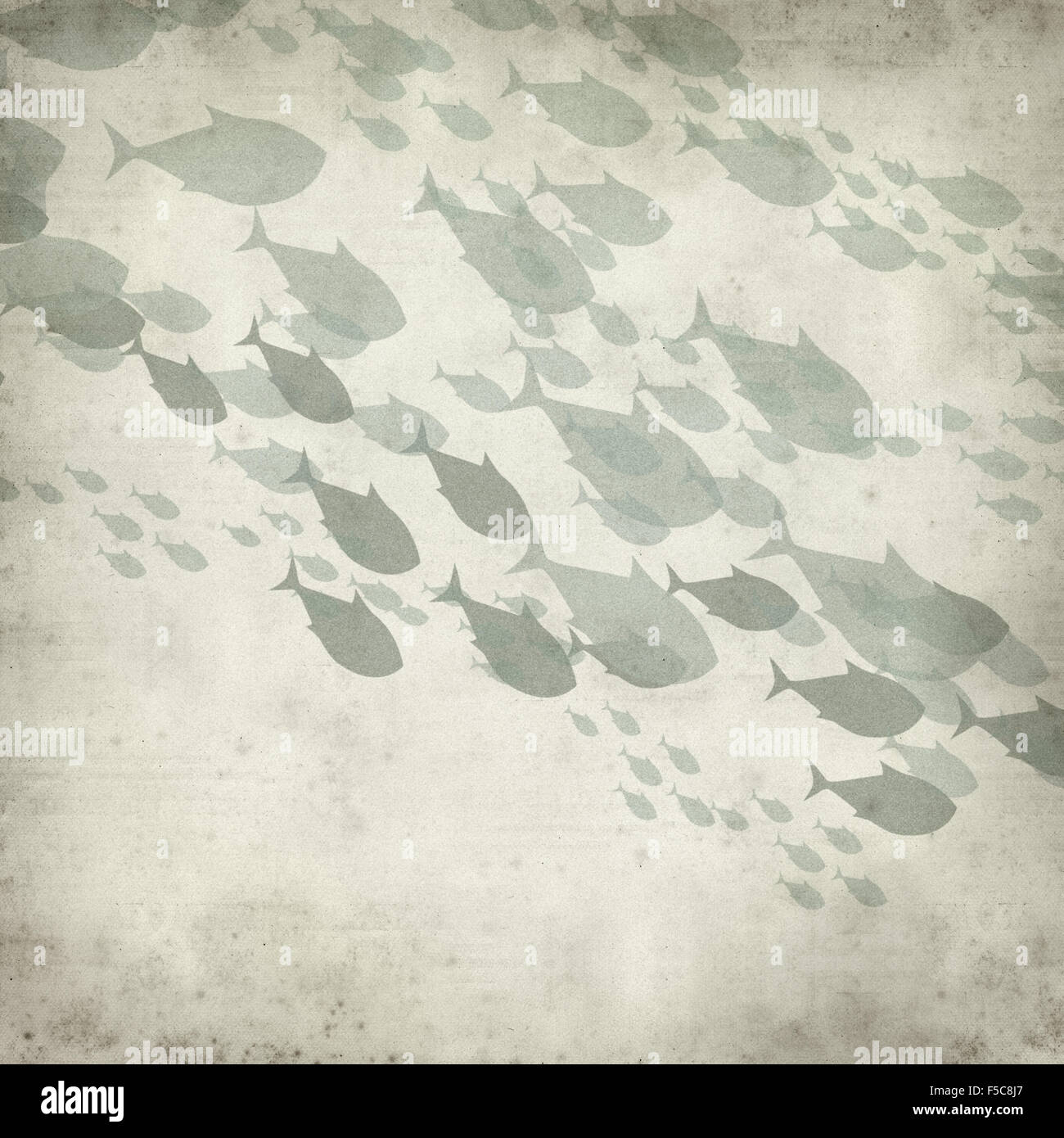 textured old paper background with many swimming fish Stock Photo - Alamy