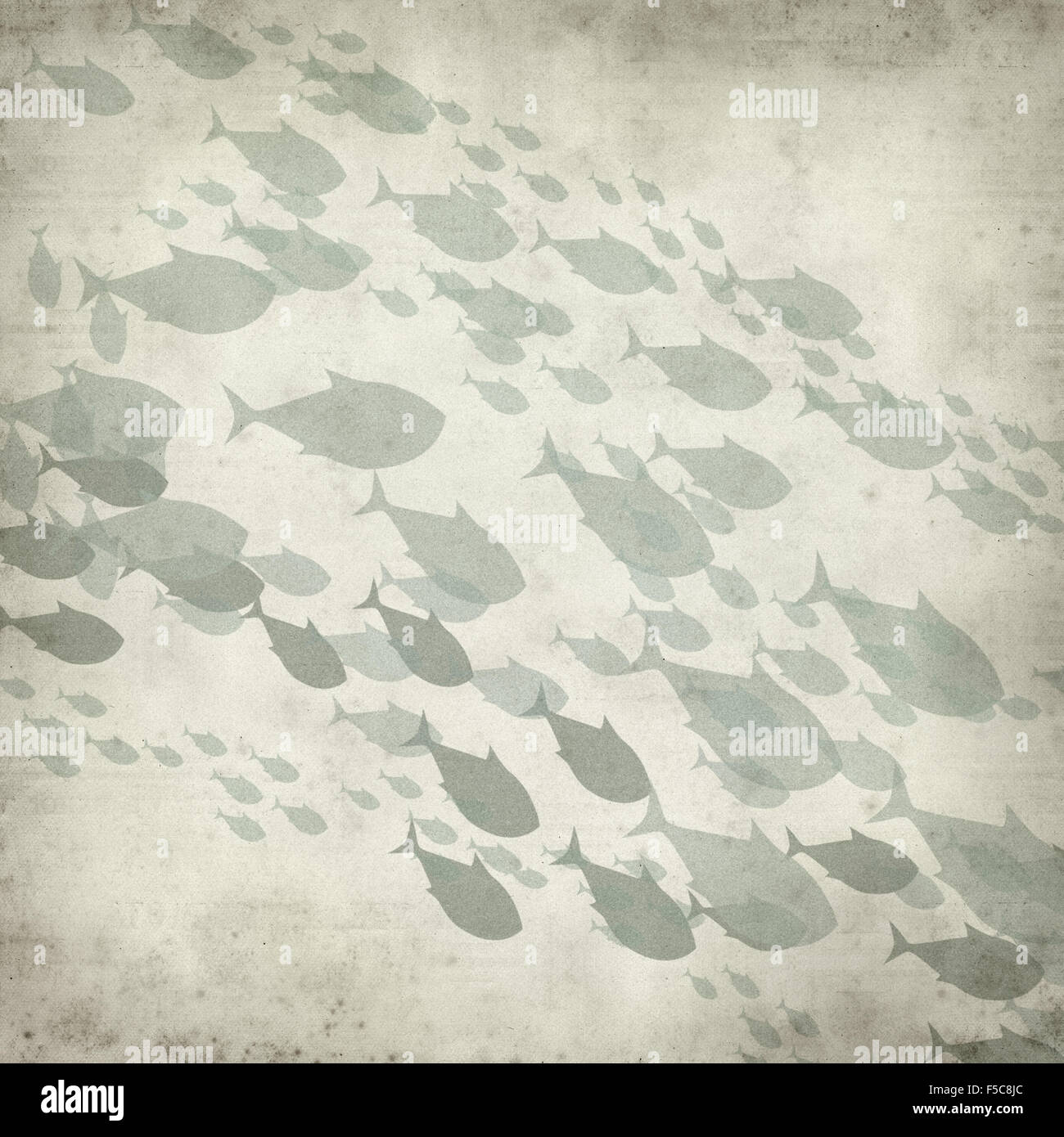 textured old paper background with many swimming fish Stock Photo - Alamy