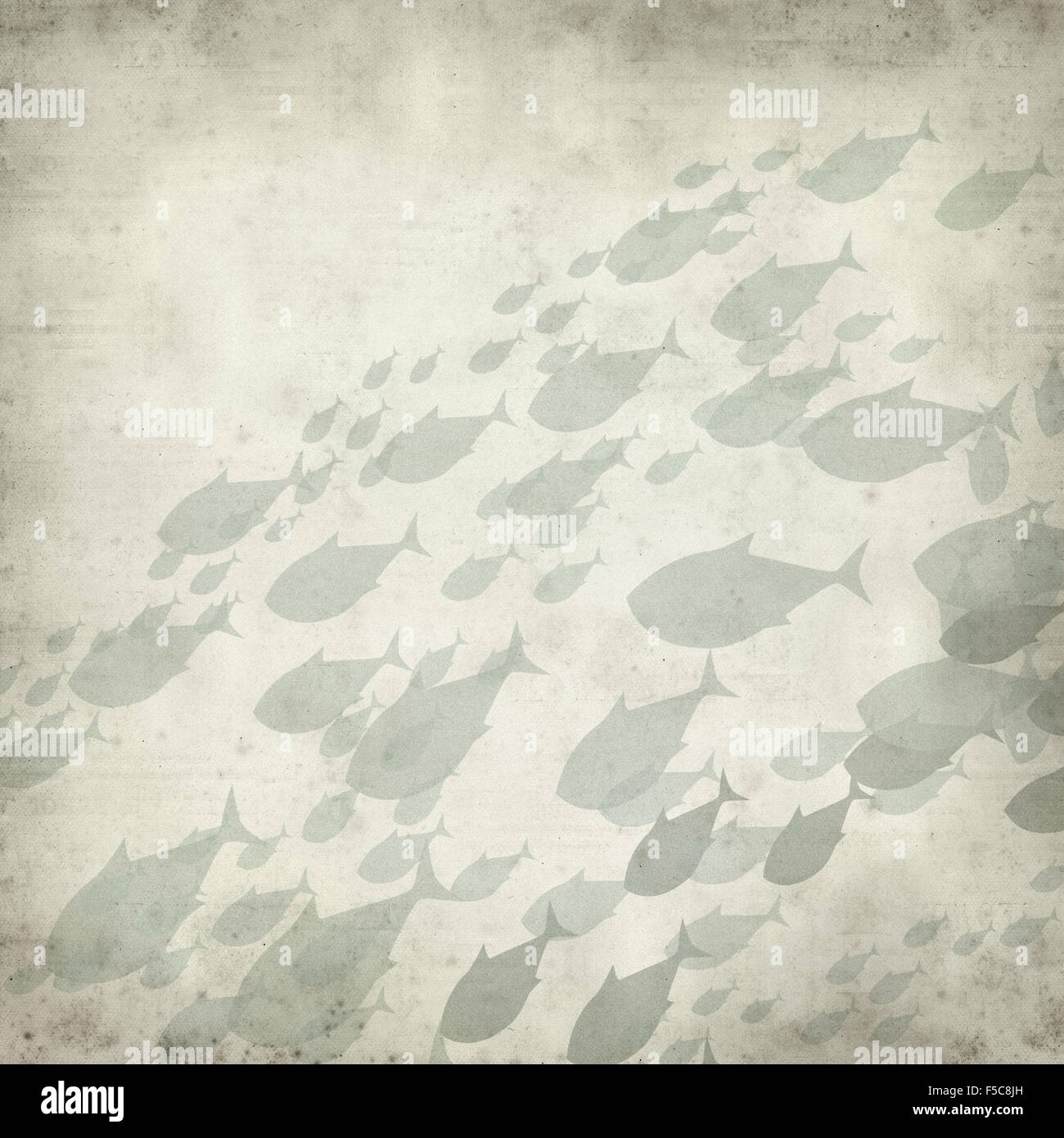 textured old paper background with many swimming fish Stock Photo - Alamy