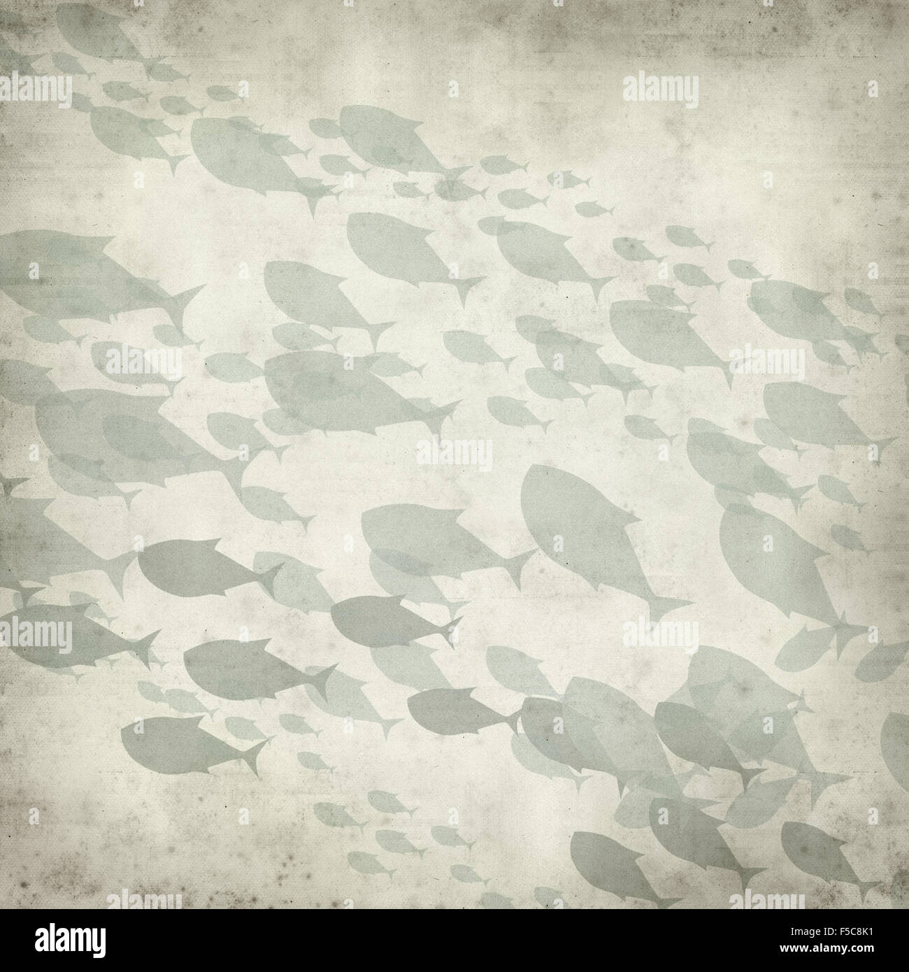 textured old paper background with many swimming fish Stock Photo - Alamy