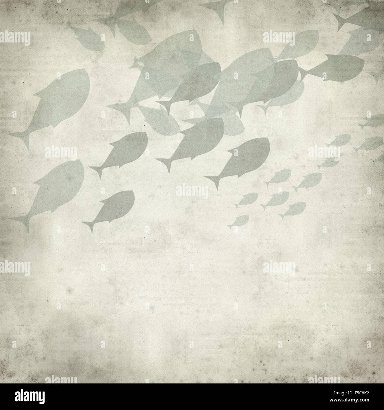 textured old paper background with many swimming fish Stock Photo - Alamy