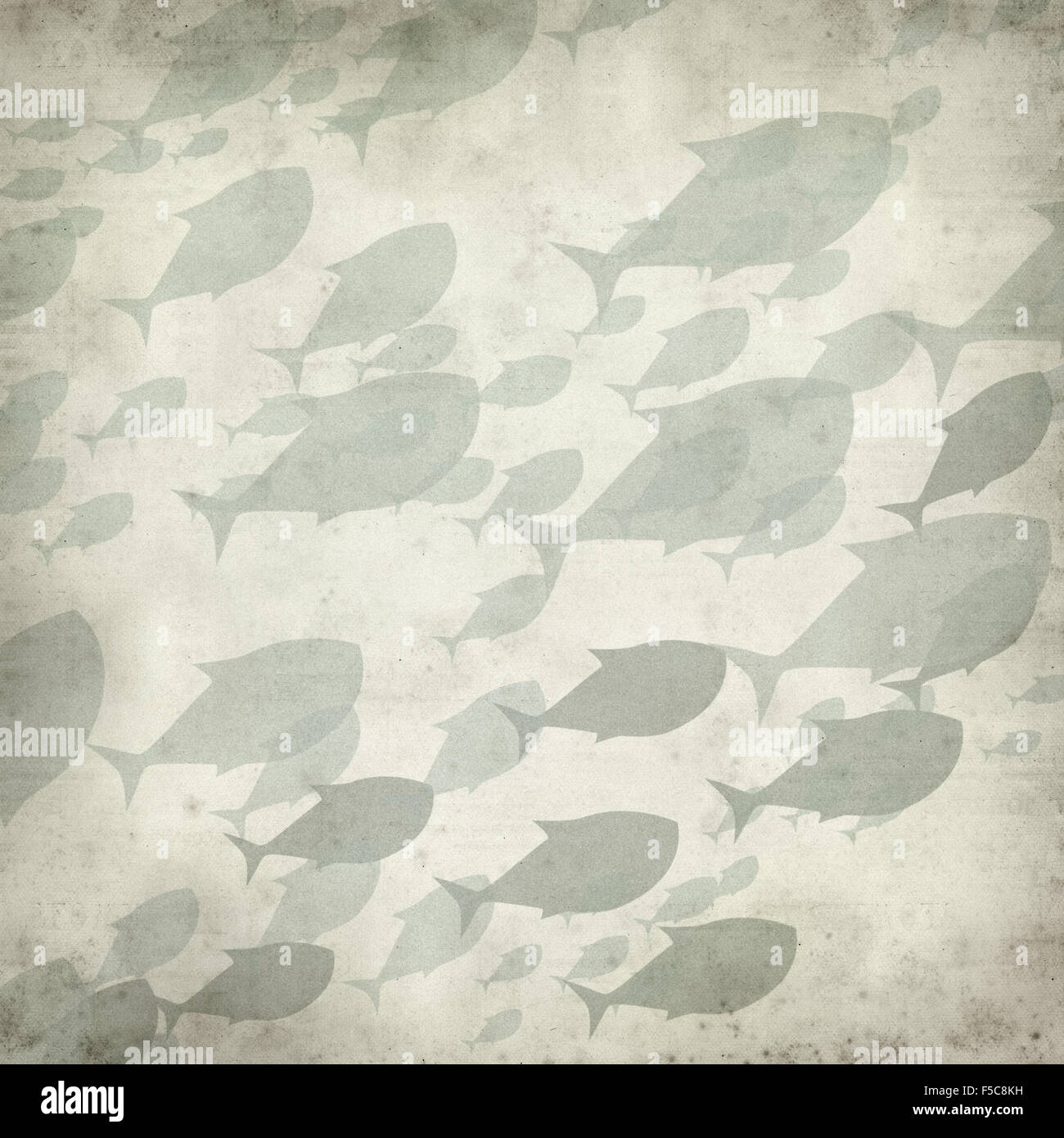 textured old paper background with many swimming fish Stock Photo - Alamy