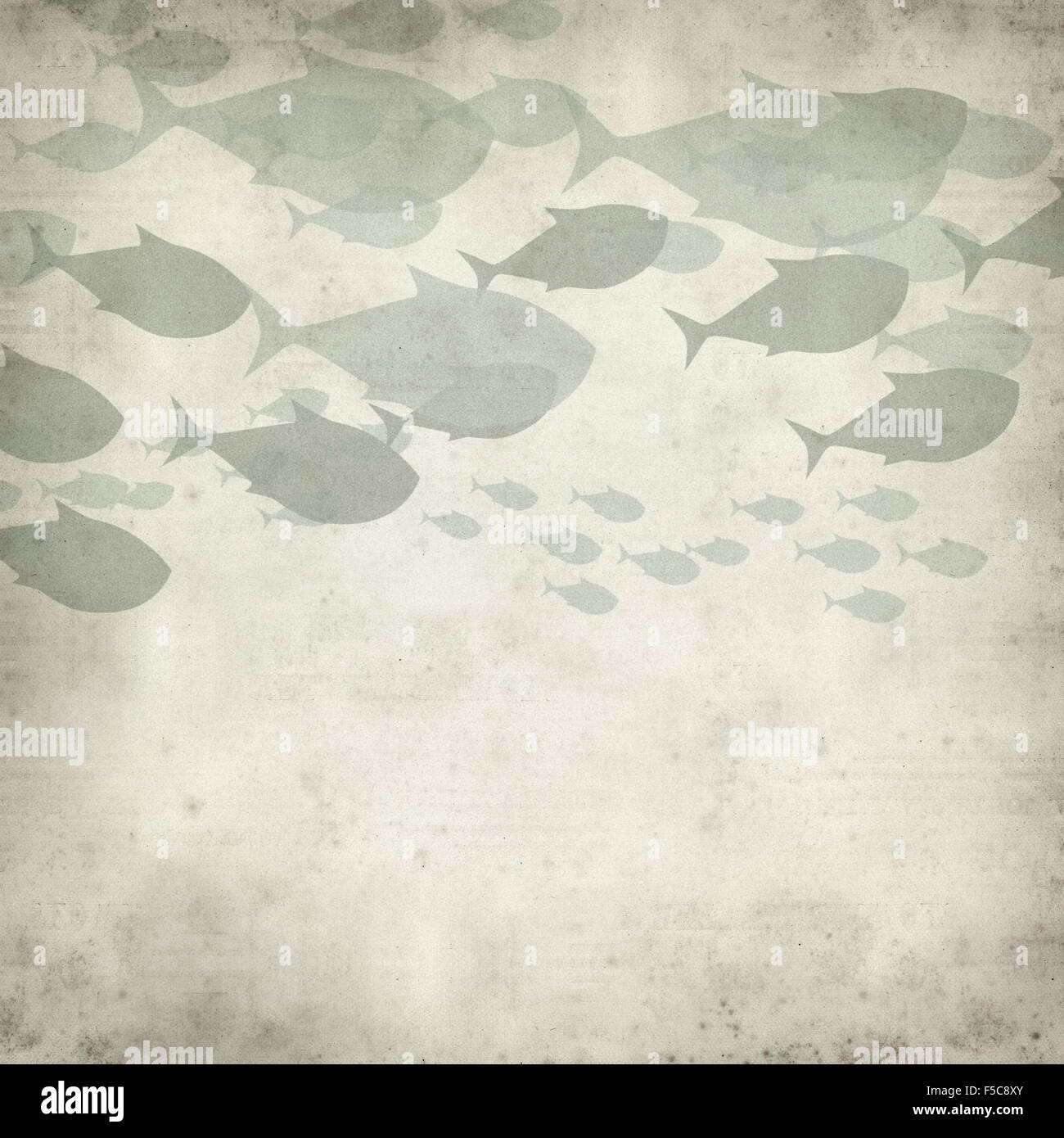 textured old paper background with many swimming fish Stock Photo - Alamy
