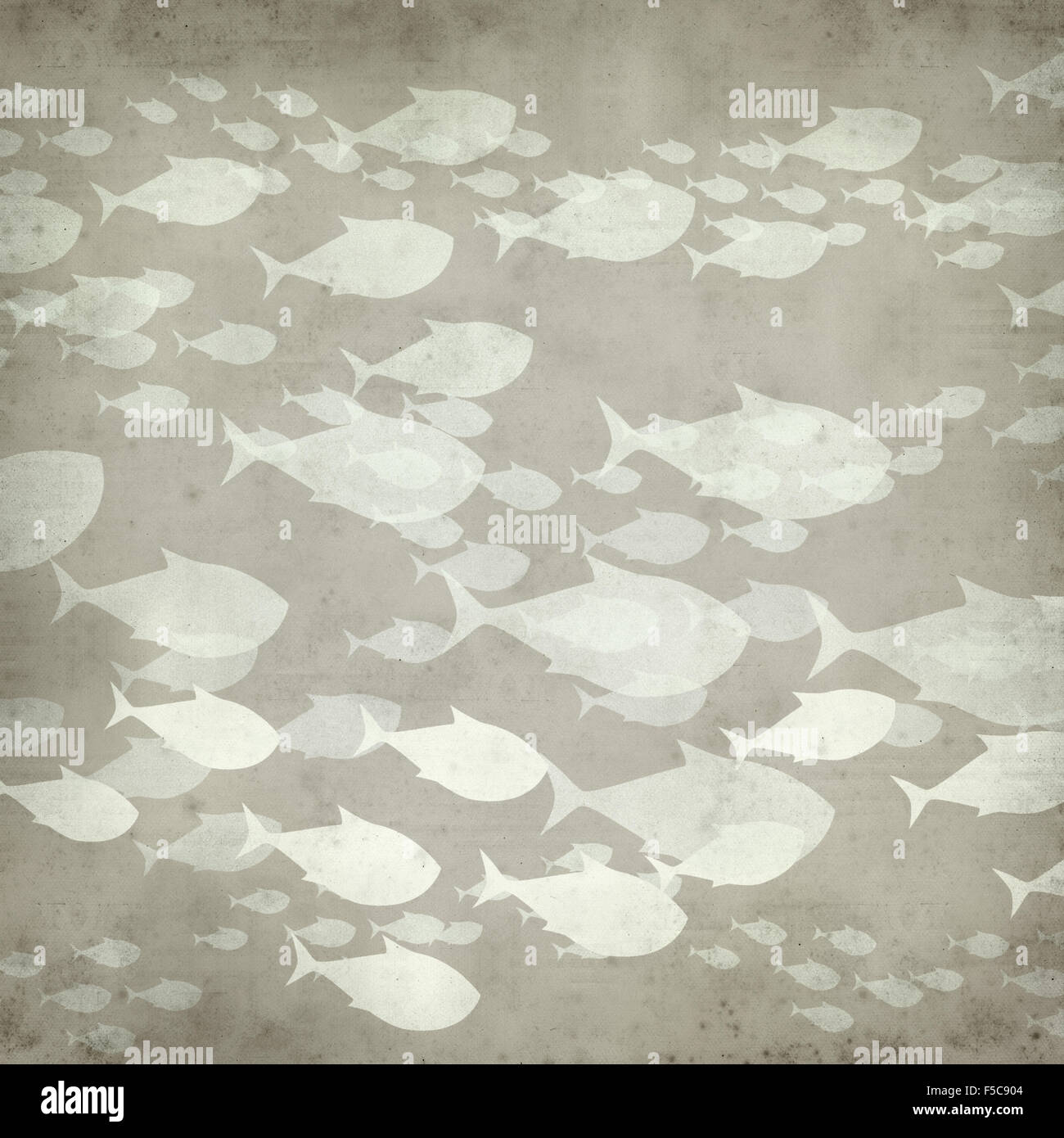 textured old paper background with many swimming fish Stock Photo - Alamy