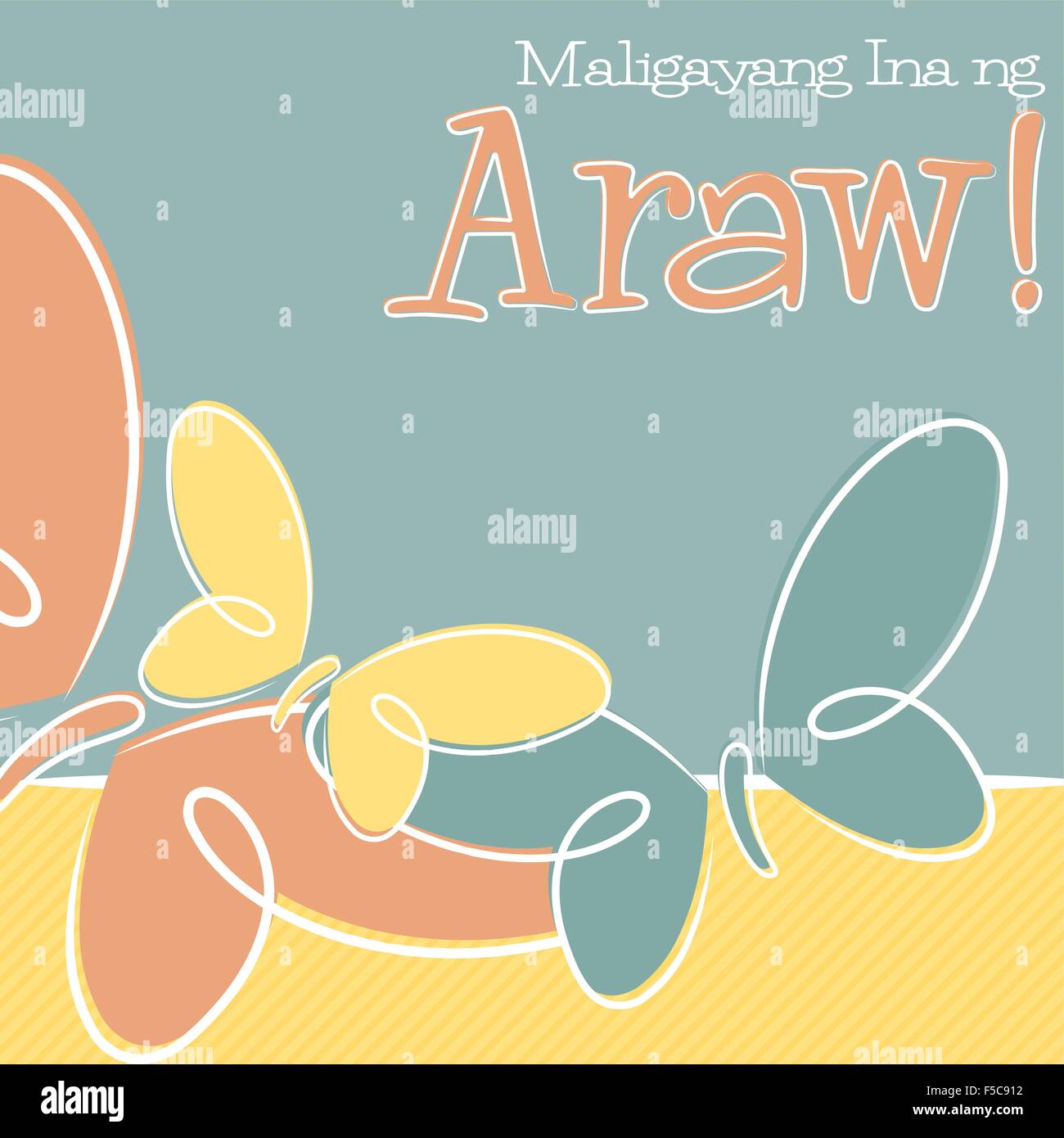 Hand Drawn Tagalog Happy Mother's Day card in vector format Stock ...