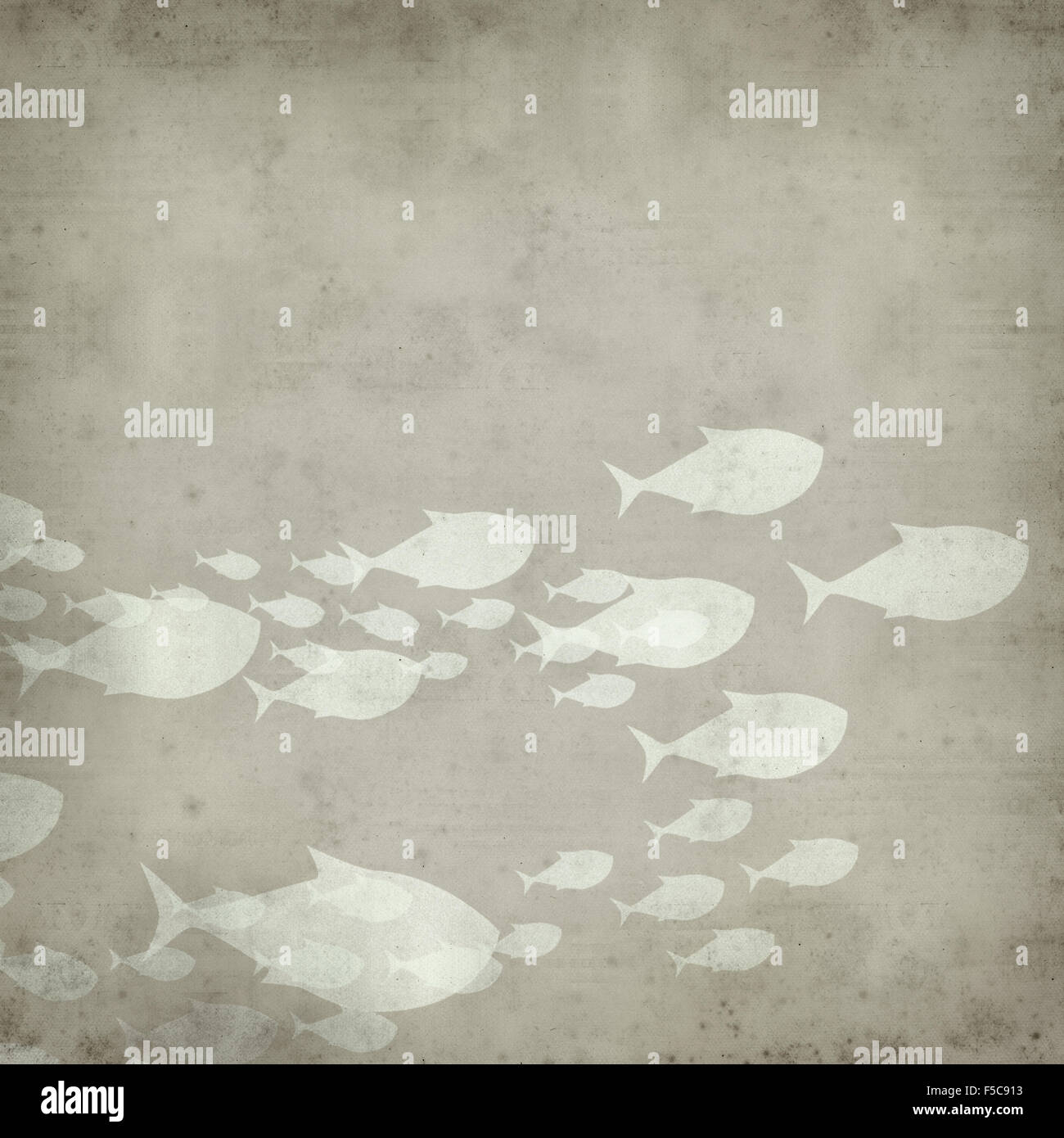 textured old paper background with many swimming fish Stock Photo - Alamy