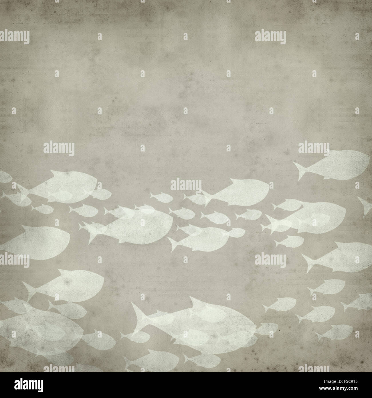textured old paper background with many swimming fish Stock Photo - Alamy