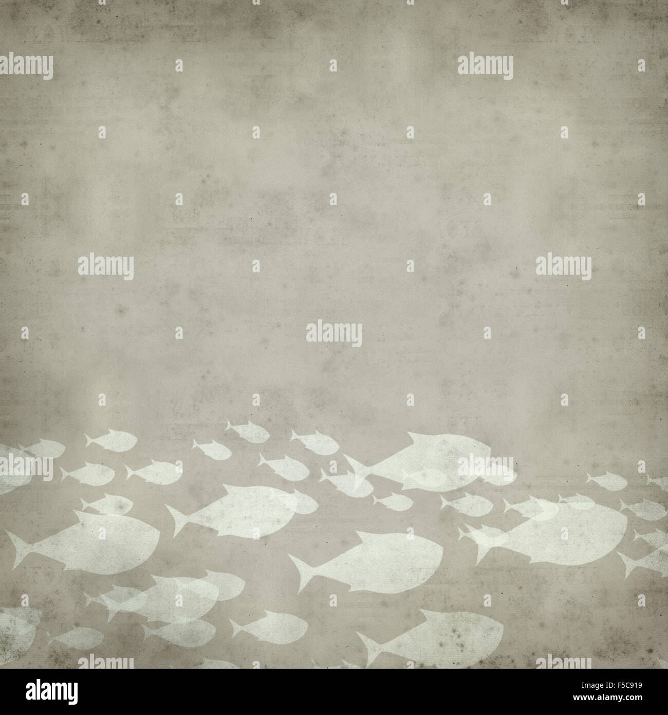 textured old paper background with many swimming fish Stock Photo - Alamy
