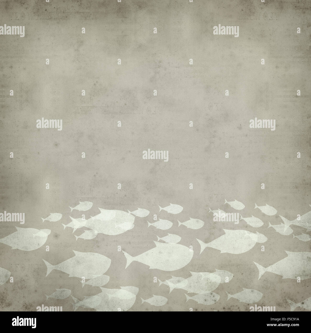 textured old paper background with many swimming fish Stock Photo - Alamy