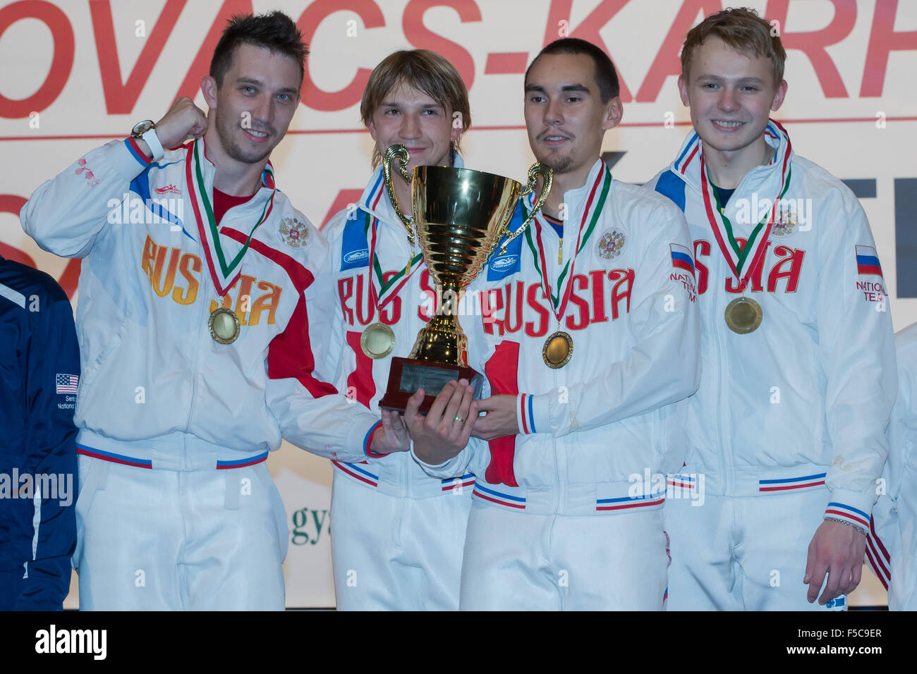 Budapest. 1st Nov, 2015. Players of Russia pose for photo during the ...