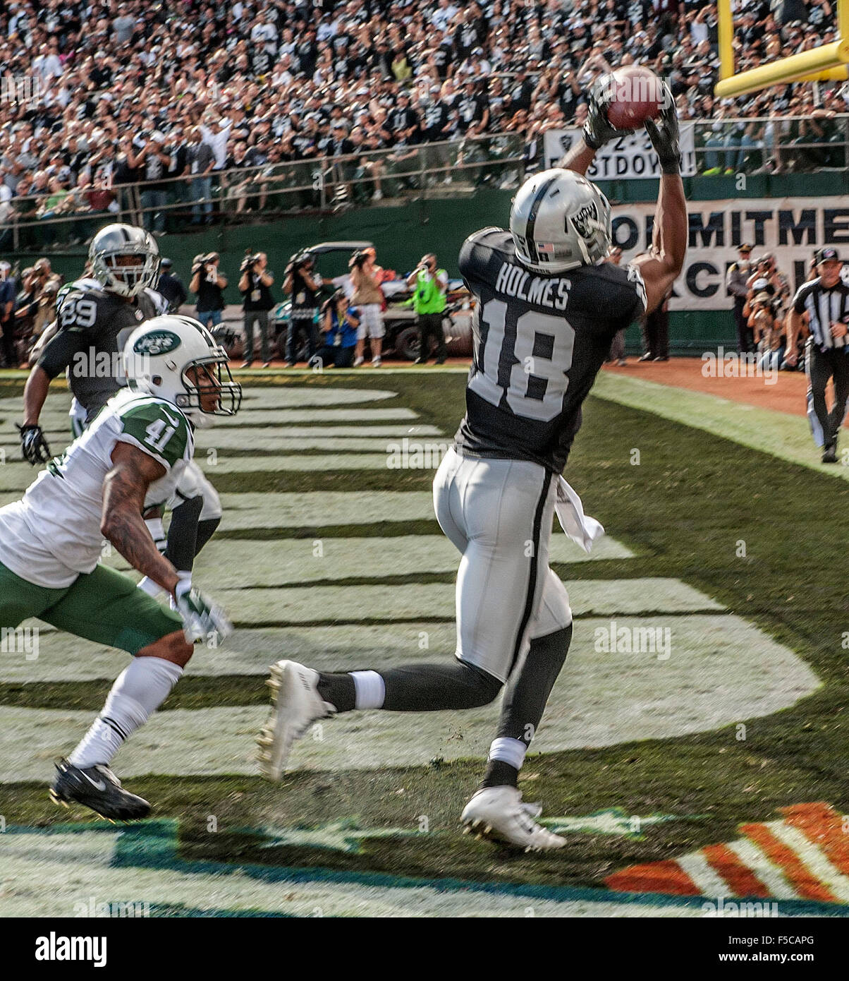Oakland, California, USA. 01st Nov, 2015. Oakland Raiders wide receiver Andre Holmes (18 ...