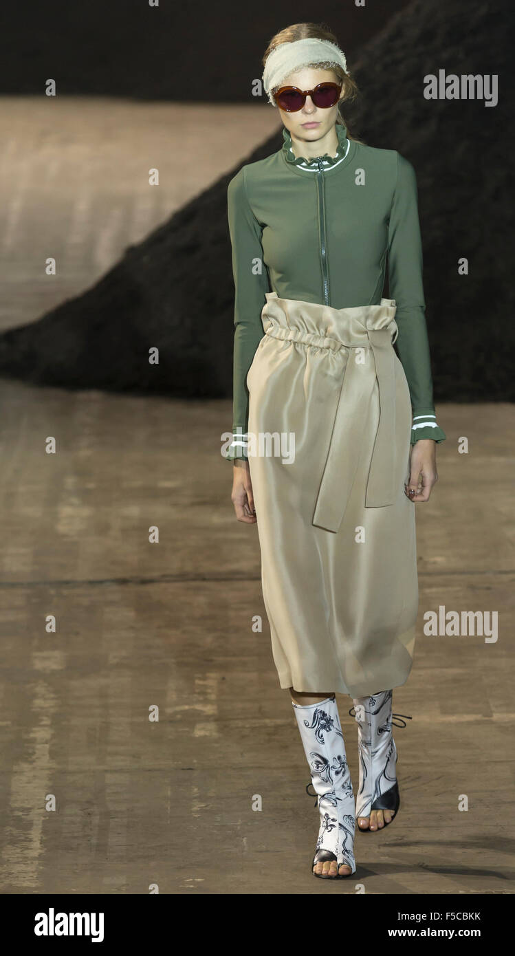 New York, NY - September 14, 2015: Alexandra Elizabeth walks the runway ...