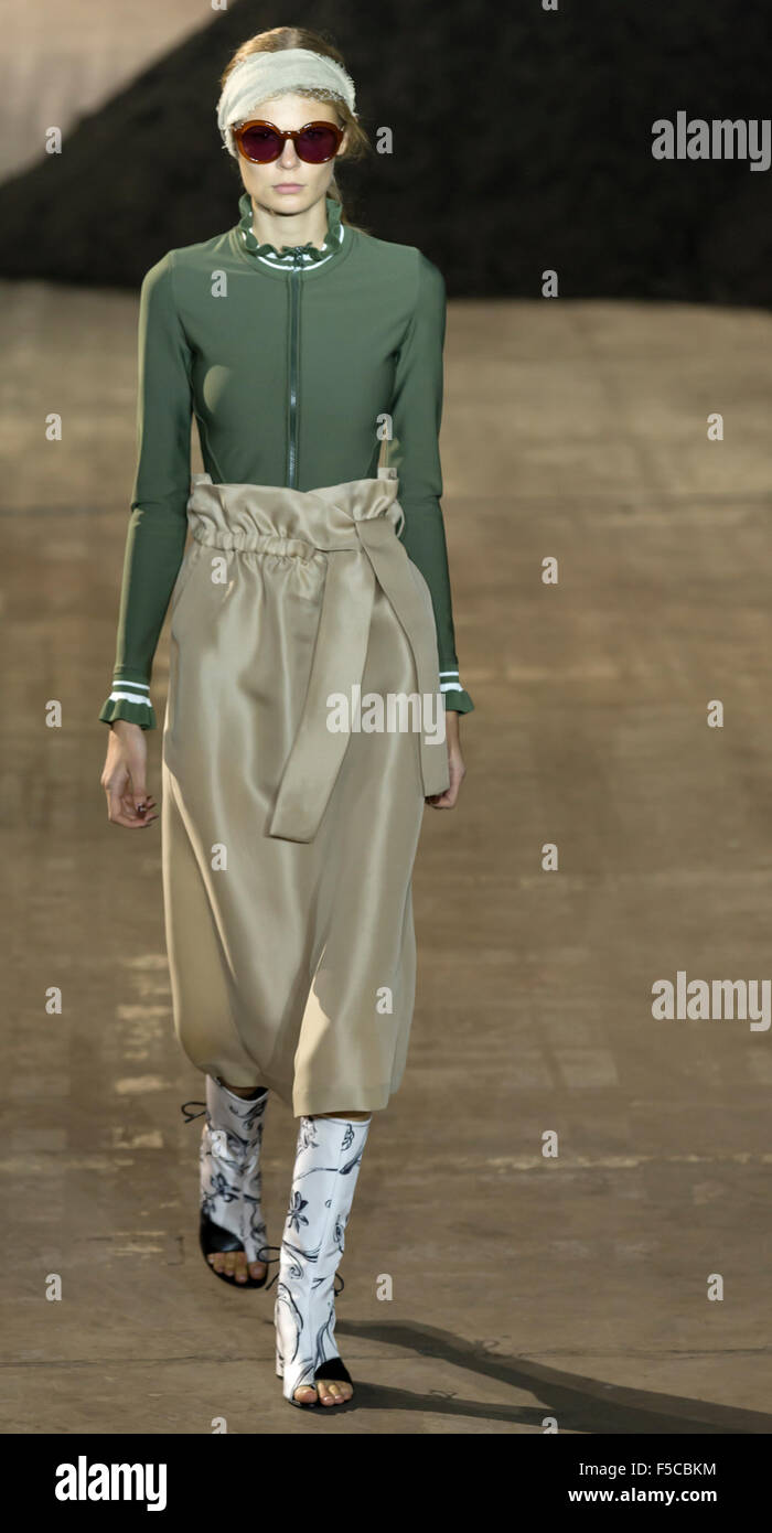 New York, NY - September 14, 2015: Alexandra Elizabeth walks the runway ...