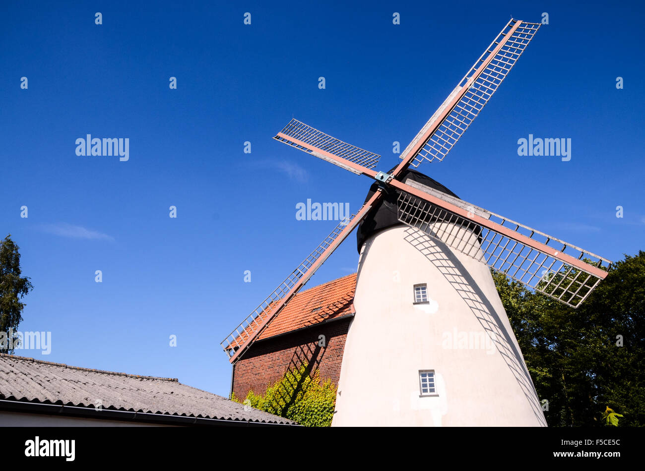 Traditional White Windmill Stock Photo - Alamy