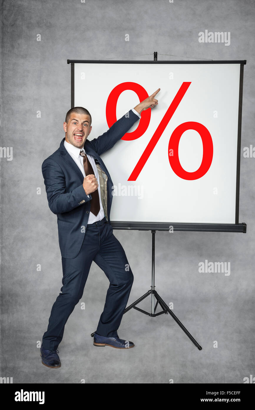 happy businessman predicts increase interest rates Stock Photo - Alamy