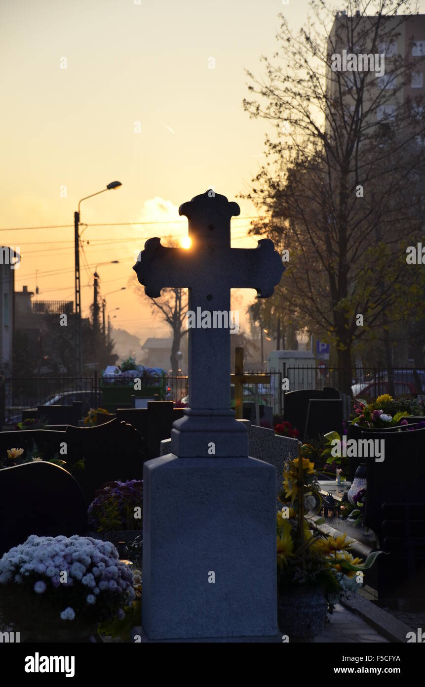 Granite stone cross crucifix memorial hi-res stock photography and ...