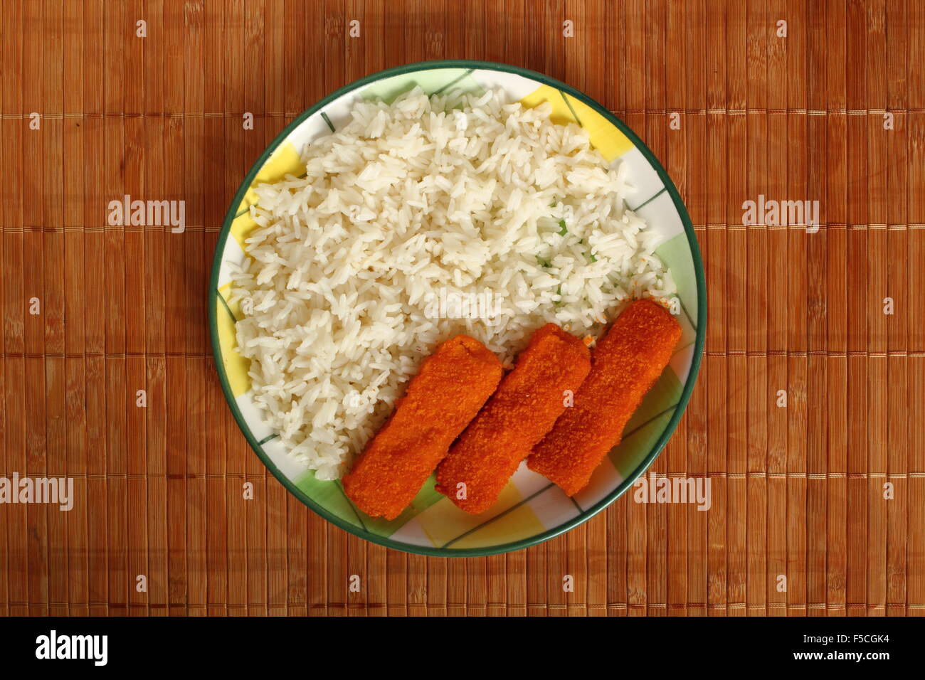 Dish fish fingers rice hi-res stock photography and images - Alamy