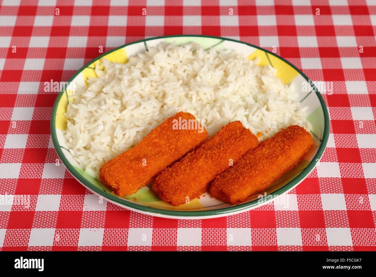 Dish fish fingers rice hi-res stock photography and images - Alamy