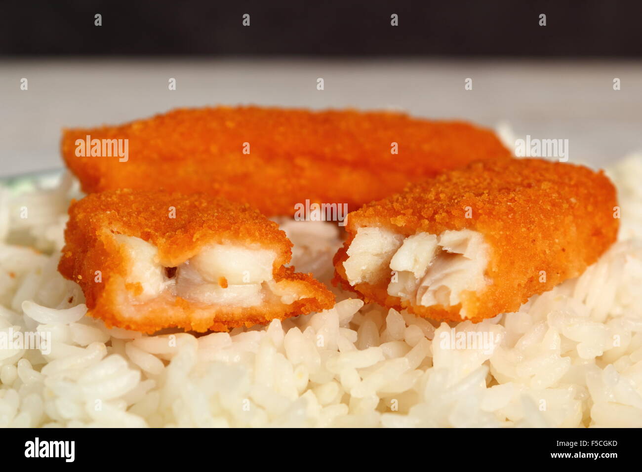 Dish fish fingers rice hi-res stock photography and images - Alamy