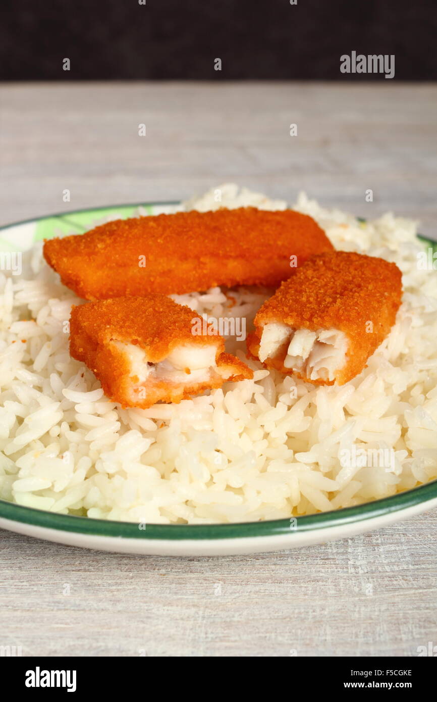 Dish fish fingers rice hi-res stock photography and images - Alamy