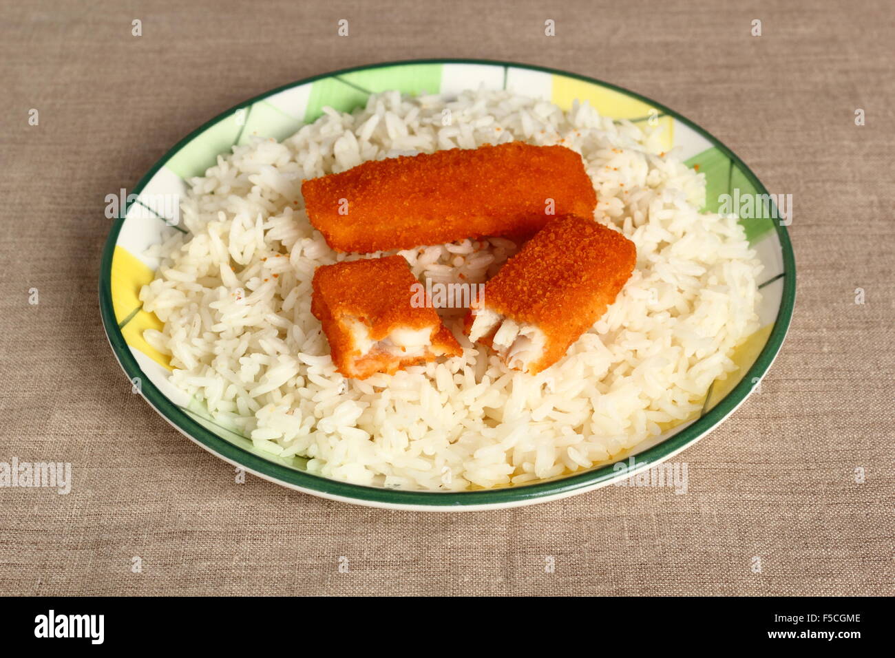 Dish fish fingers rice hi-res stock photography and images - Alamy